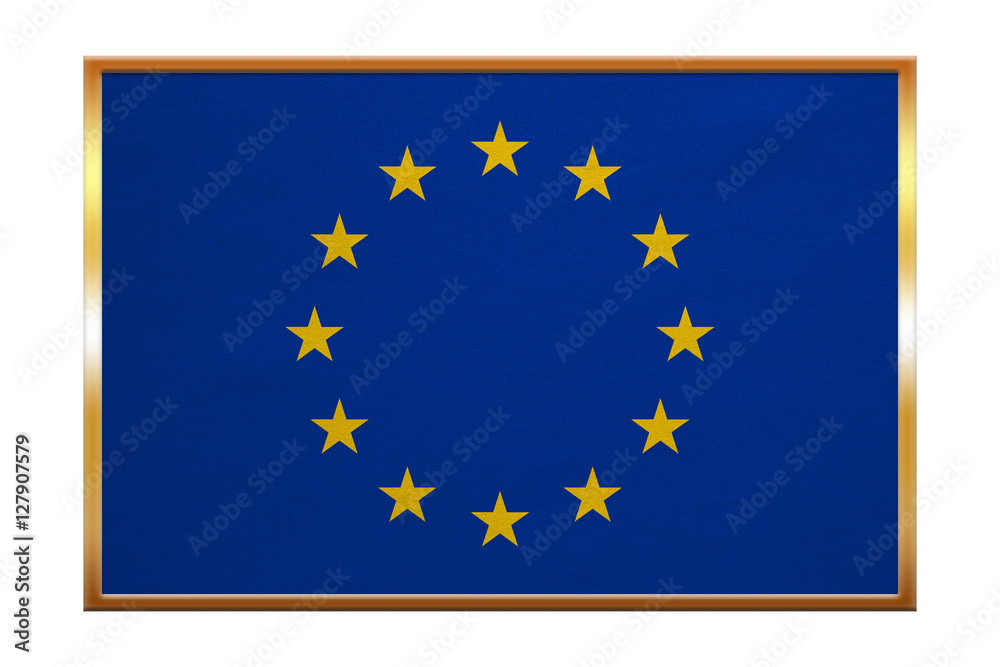 Flag of Europe , golden frame, fabric texture Stock Illustration ...