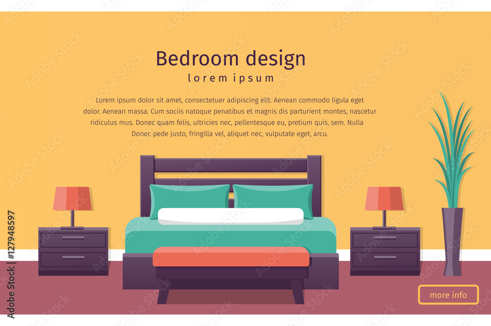 Image vectorielle Stock Room design. Banner of colorful bedroom ...