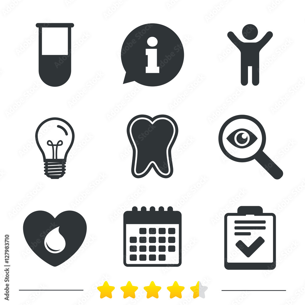Vector de Stock Medical icons. Tooth, test tube, blood donation and ...