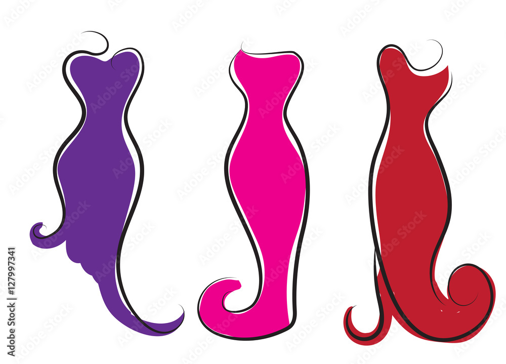 Vetor Logo plus size women. Curvy woman symbol, logo. Evening dress ...