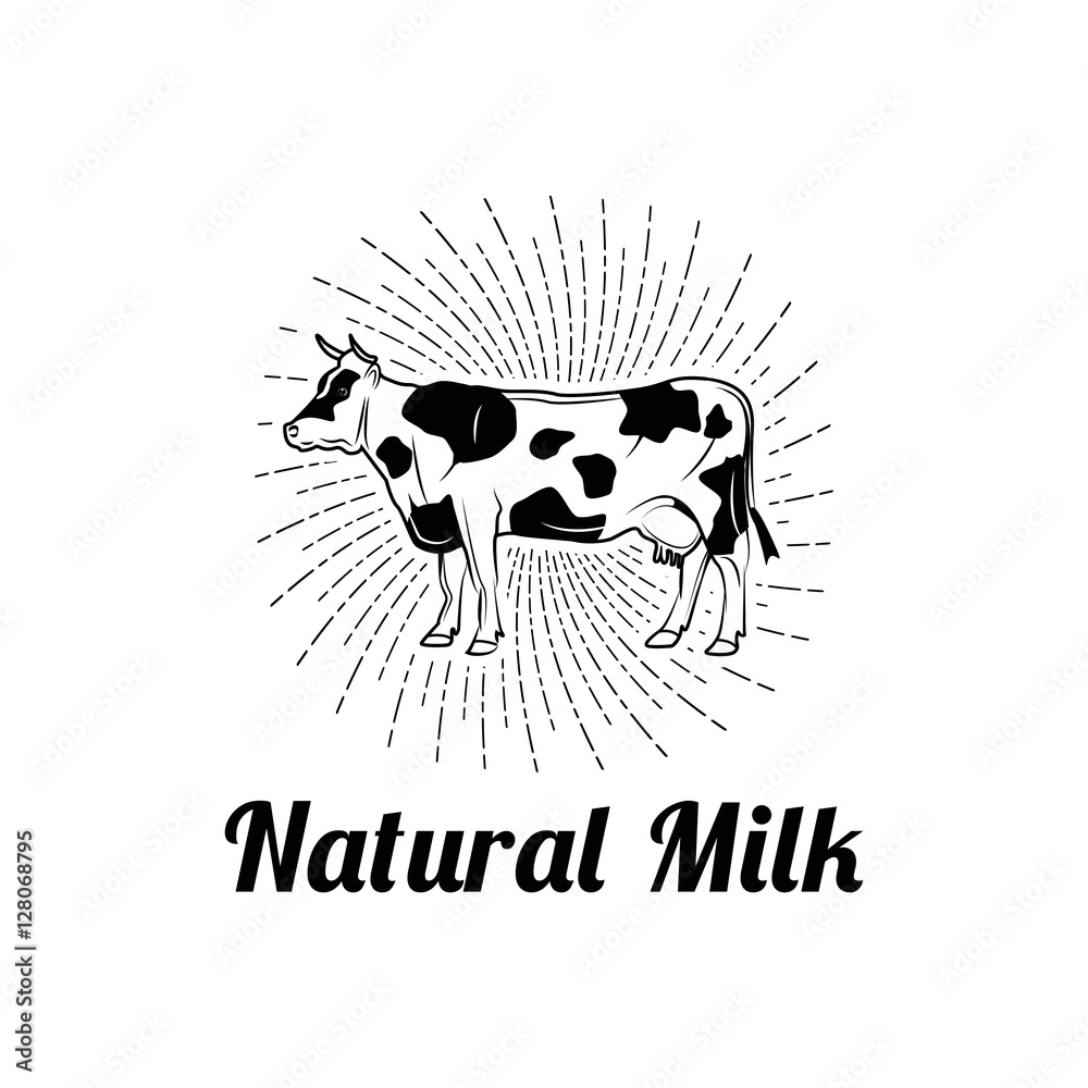 Cartoon cow, farm animal. Vector illustration. Cute cow with spots ...