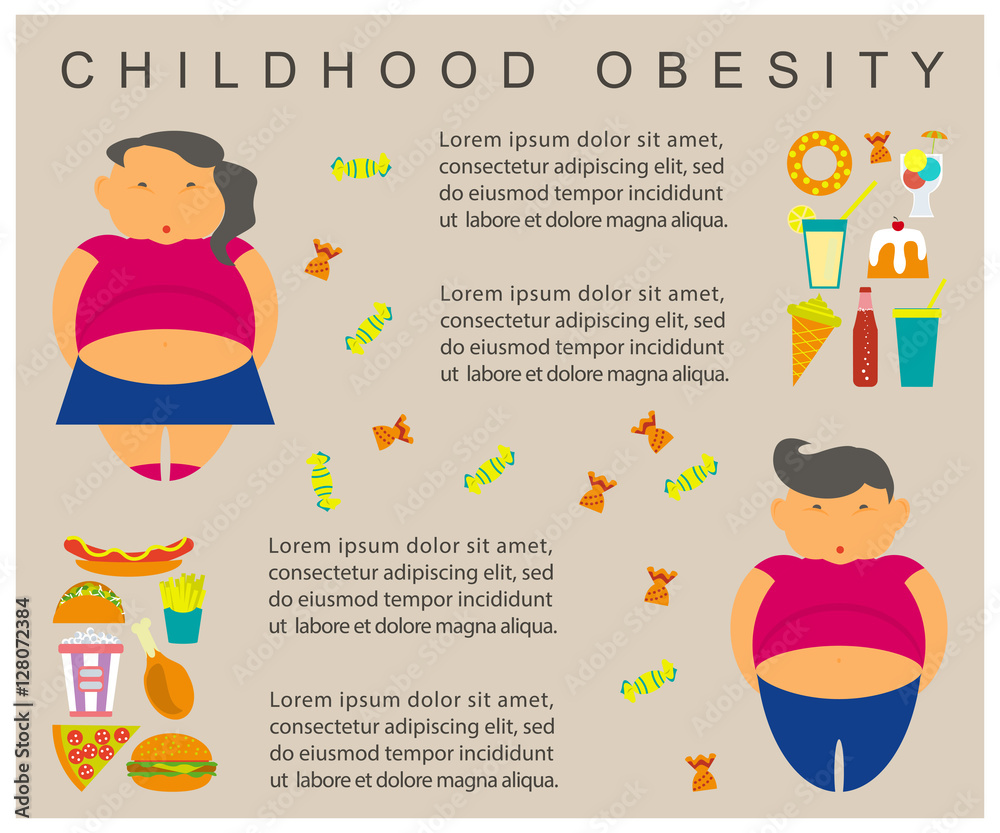 Obesity infographic template - junk fast food, childhood overweight ...
