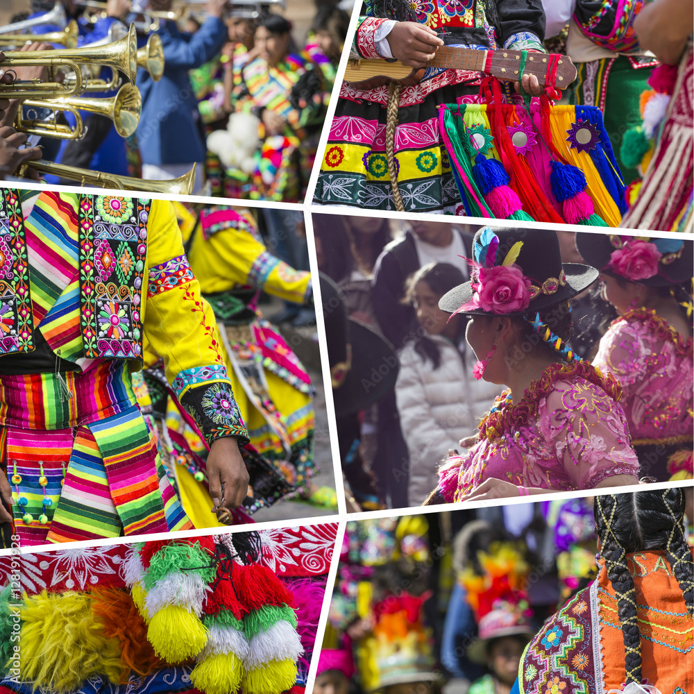 Collage of Peru traditional culture images - travel background ( Stock ...