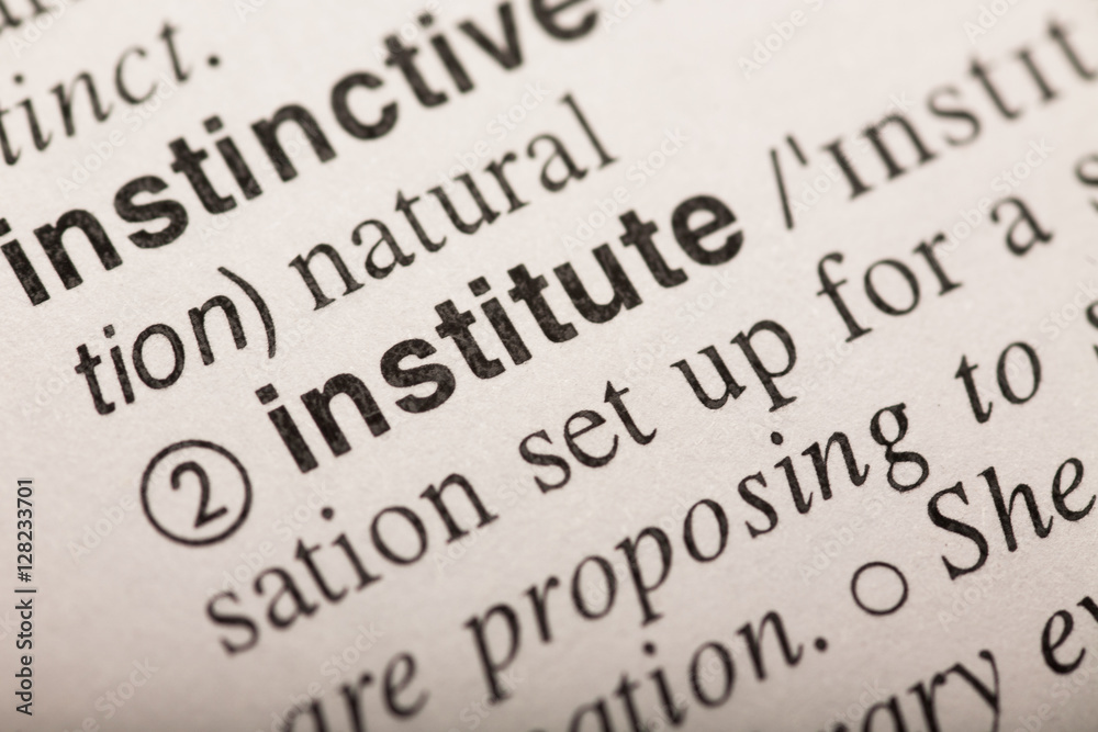 Institute - word in dictionary Stock Photo | Adobe Stock