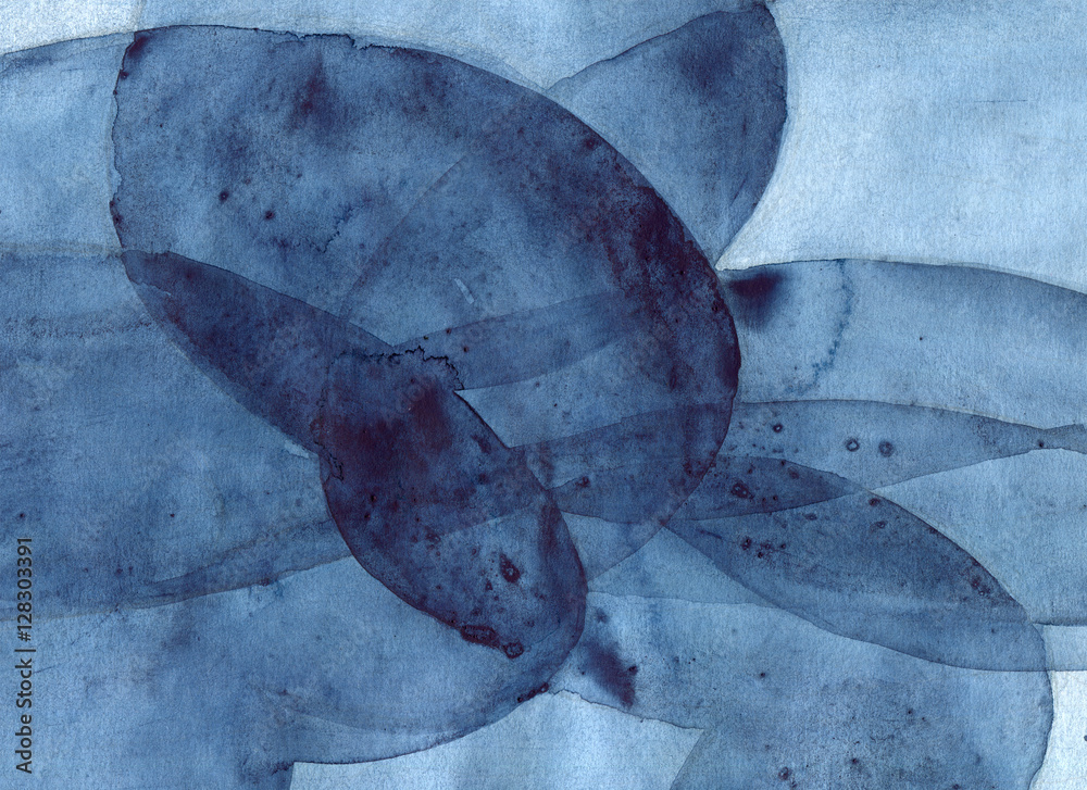 Abstract dark blue watercolor background, hand painted texture with ...