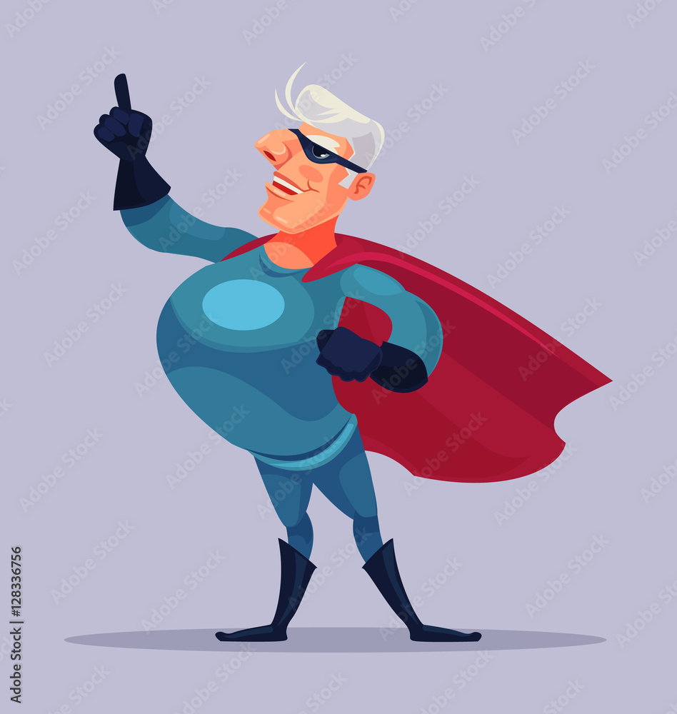 Old grandfather superhero character. Vector flat cartoon illustration ...