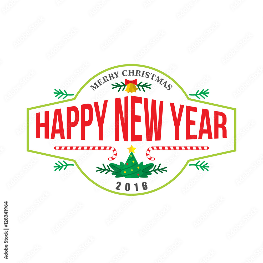 Happy new year logo banner Stock Vector | Adobe Stock