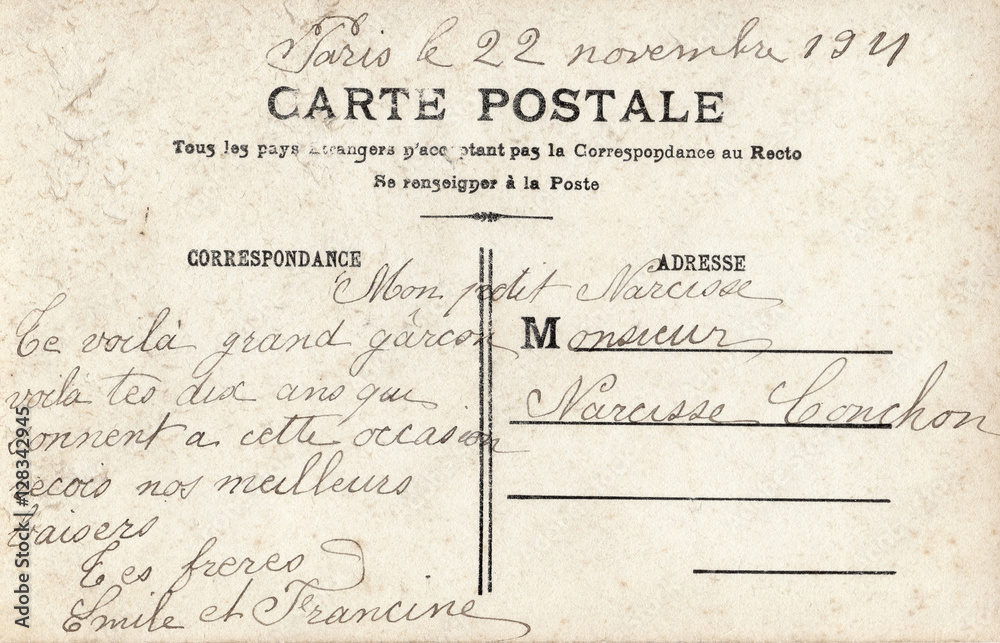 French antique vintage postcard carte postale. の Stock フォト | Adobe Stock