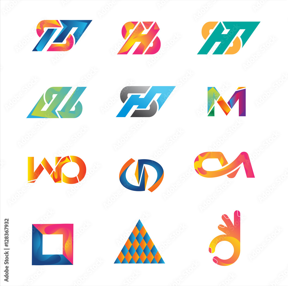 logo vector set mixed letter color Stock Vector | Adobe Stock