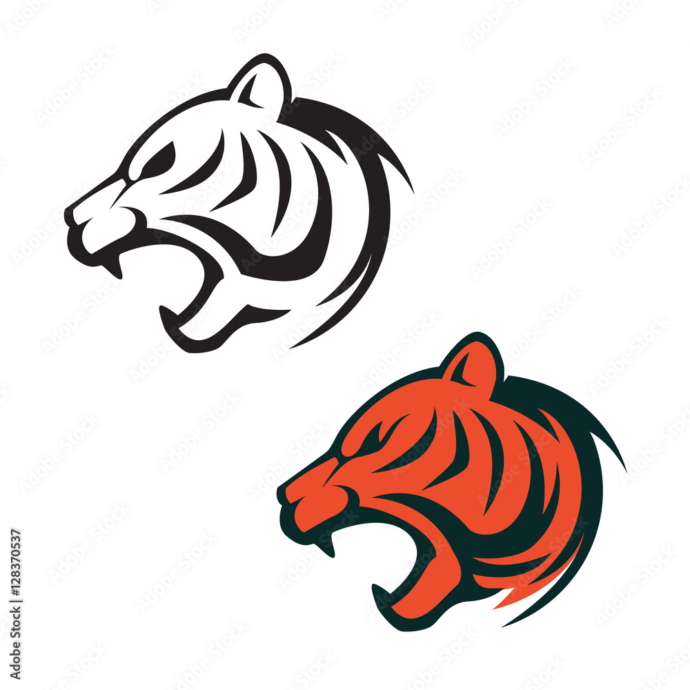 Tiger head logo template. Design element for label, sign, brand mark ...