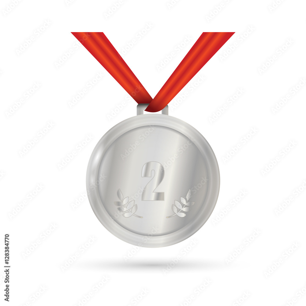 Silver medal. Vector illustration Stock Vector | Adobe Stock