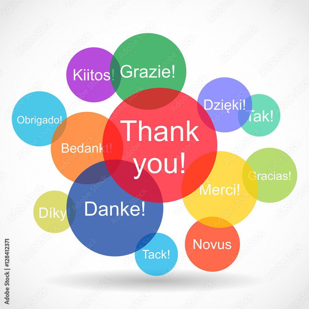 Thank you messages in different languages Stock Vector | Adobe Stock