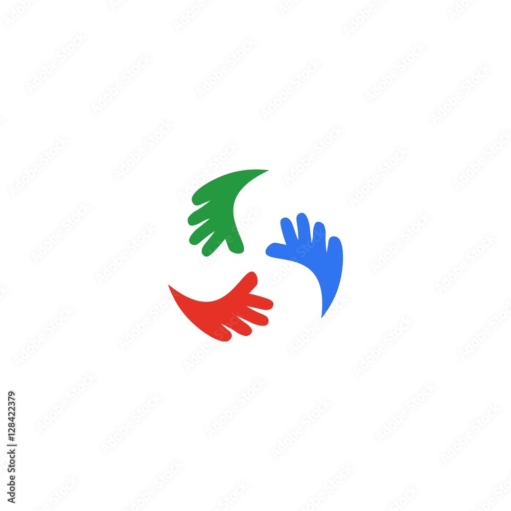 Three Hands in Unity Logo Stock Vector | Adobe Stock