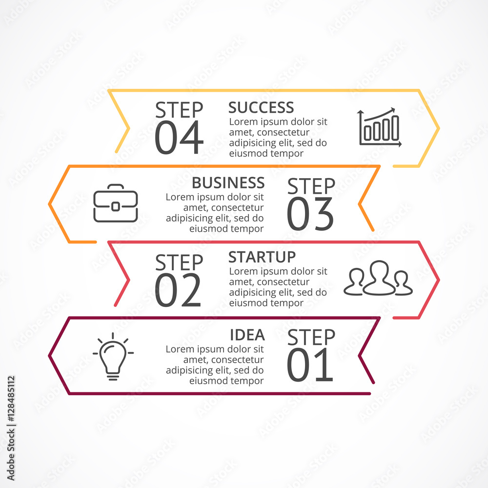 Vector arrows minimal infographic, flat diagram, linear graph, presentation, layered chart ...