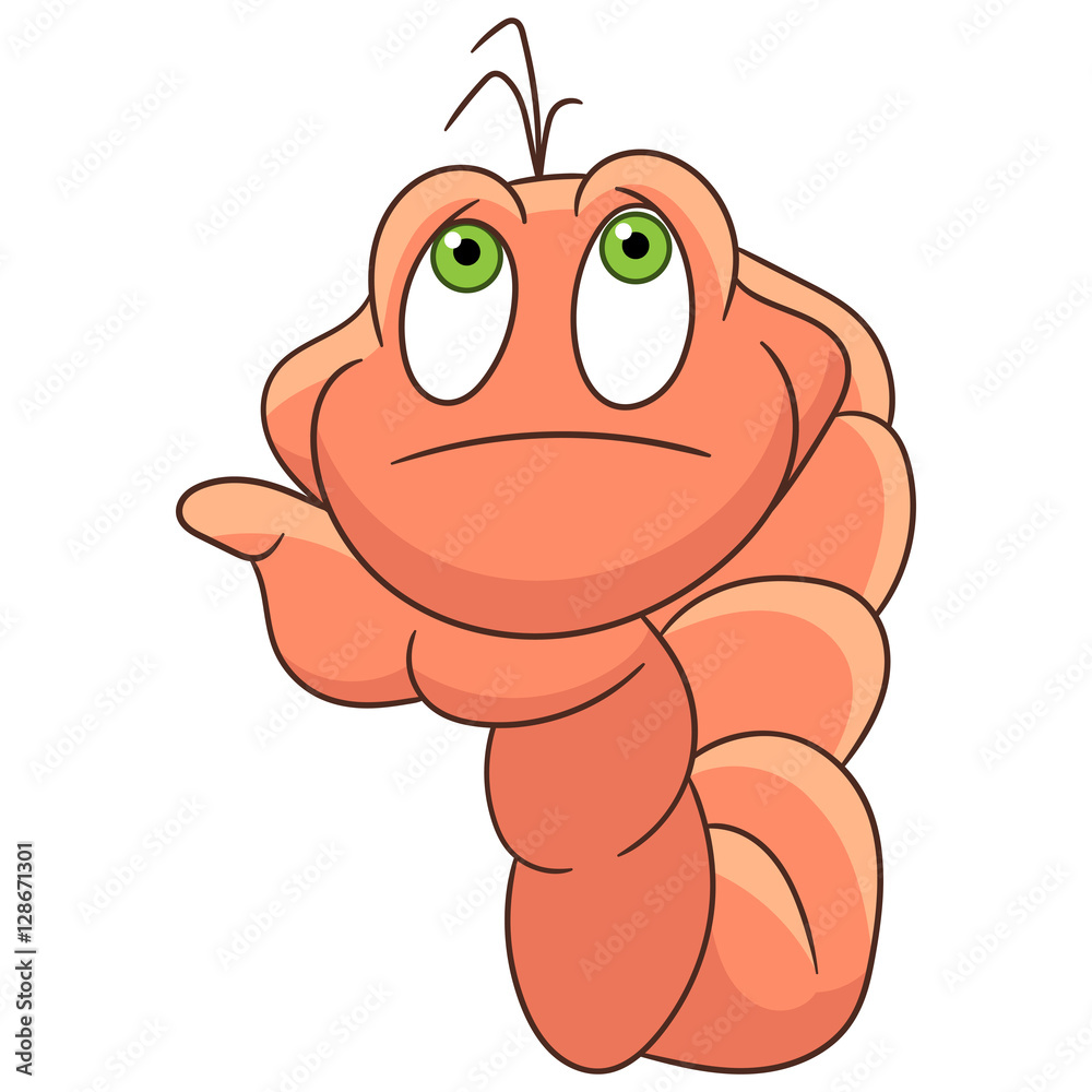 Cute and happy cartoon worm insect, isolated on white background ...