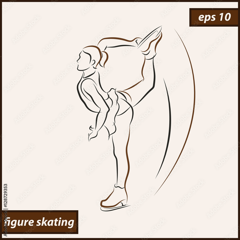 Vector illustration. Illustration shows a skater performs exercises ...