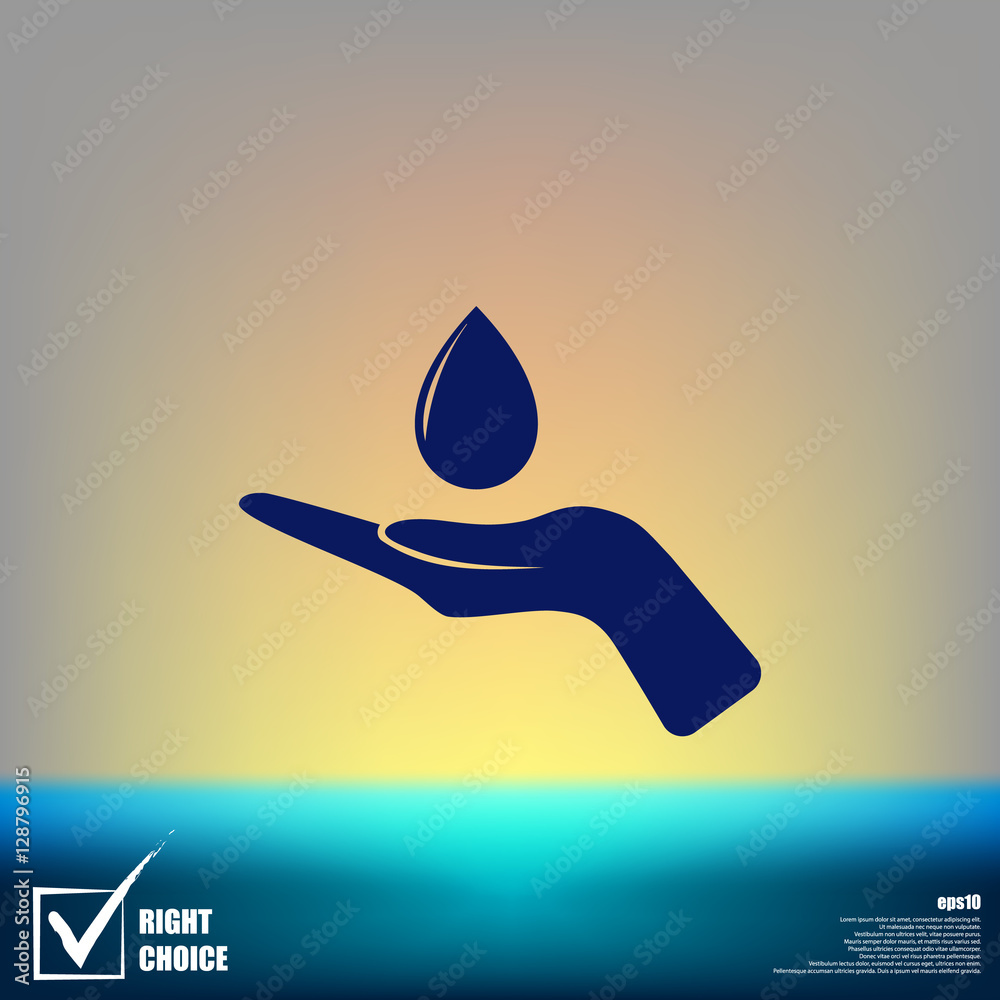 Hand and water drop icon Stock Vector | Adobe Stock