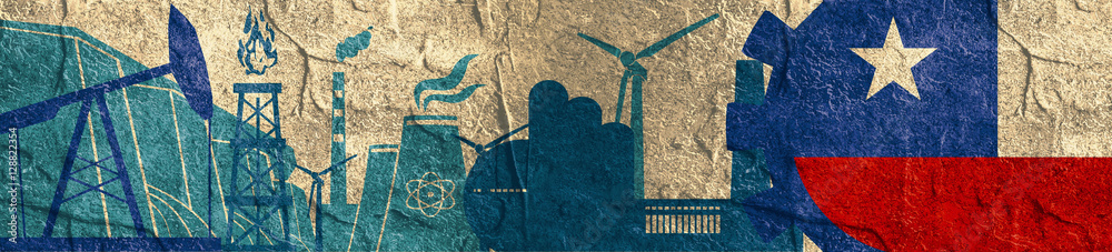 Energy and Power icons set. Header banner with Chile flag. Sustainable ...