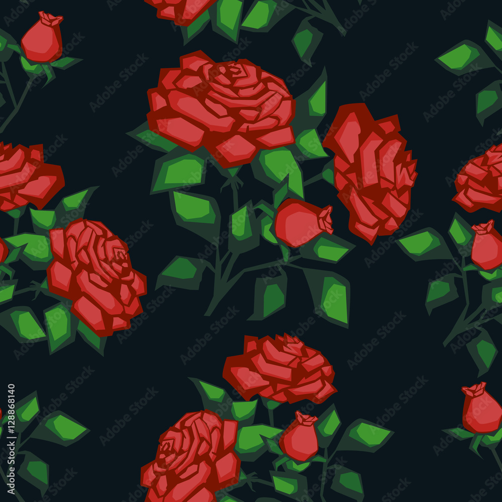 Seamless texture with roses Stock Vector | Adobe Stock