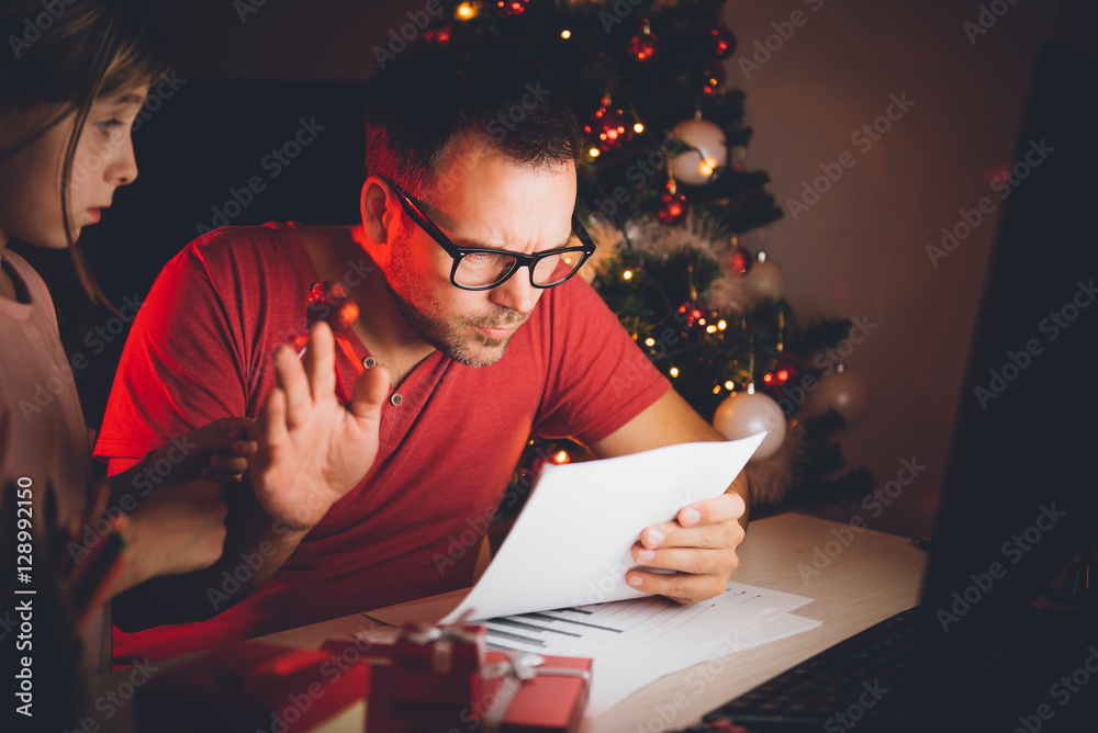 Father reading letter and ignore his daughter Stock Photo | Adobe Stock