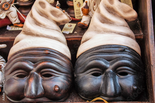 Foto Stock Traditional pulcinella masks , the icon figure representing ...