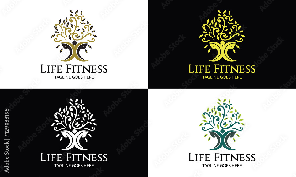 Life fitness logo design template ,Tree logo design concept ,Vector ...