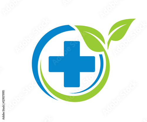 Generic Pharmacy Circle Plus Leaf Medicine Icon Logo Design Stock ...