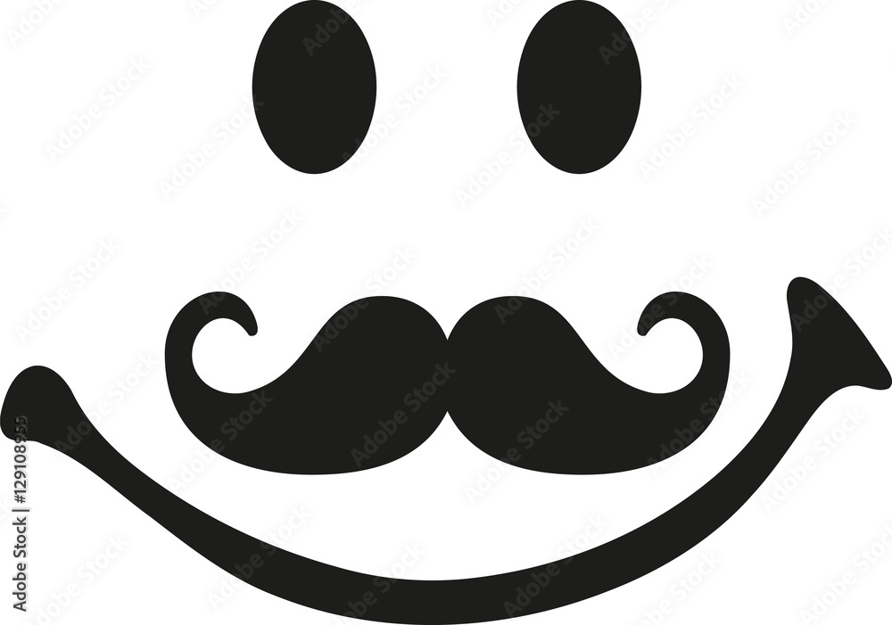 Smiley face with mustache Stock Vector | Adobe Stock