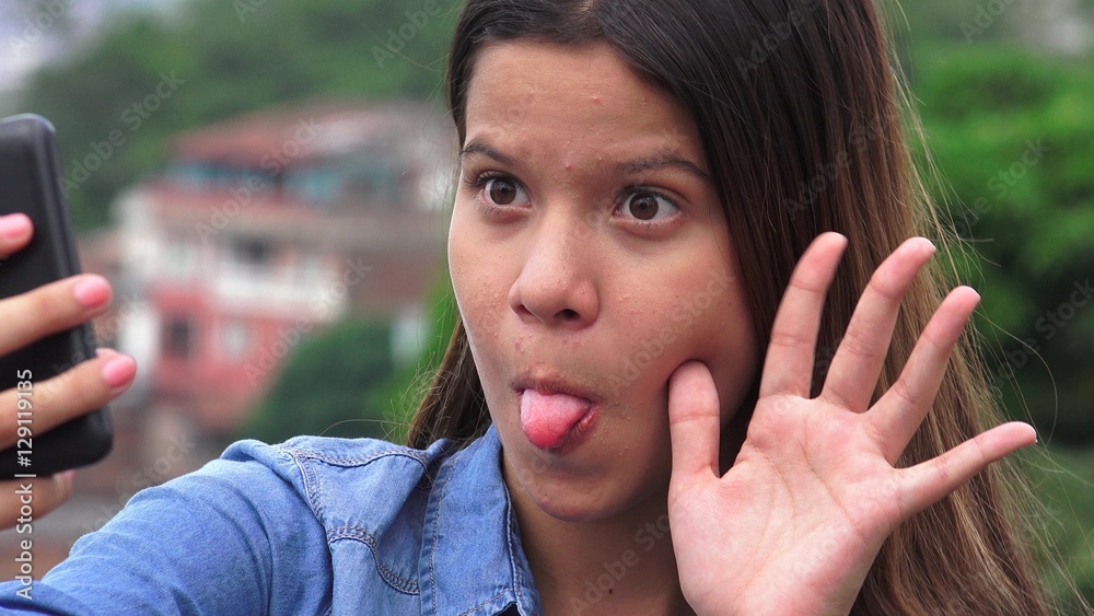 Silly Goofy Teen Girl Making Funny Faces Stock Photo | Adobe Stock