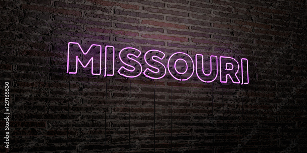 MISSOURI -Realistic Neon Sign on Brick Wall background - 3D rendered ...