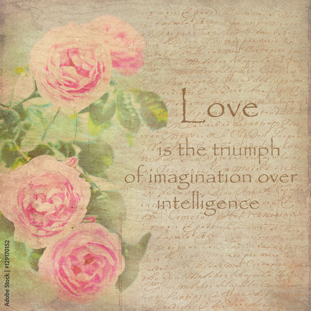 Vintage Background - Floral Illustration - Old Paper Texture - Wedding ...