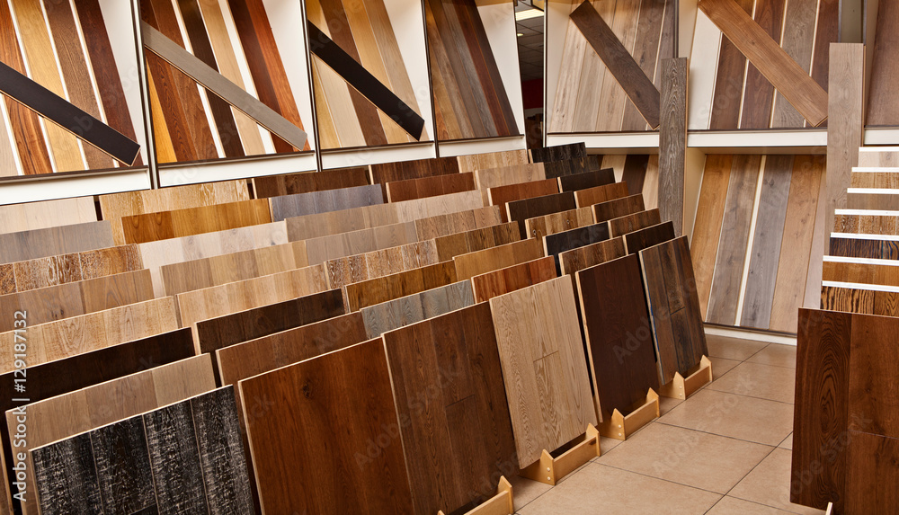 Sample parquet boards in hardware store Stock Photo | Adobe Stock