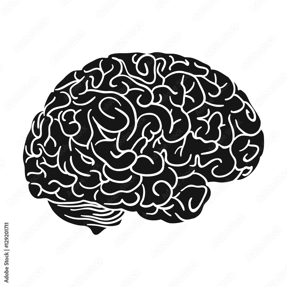 Human brain icon in black style isolated on white background. Human ...