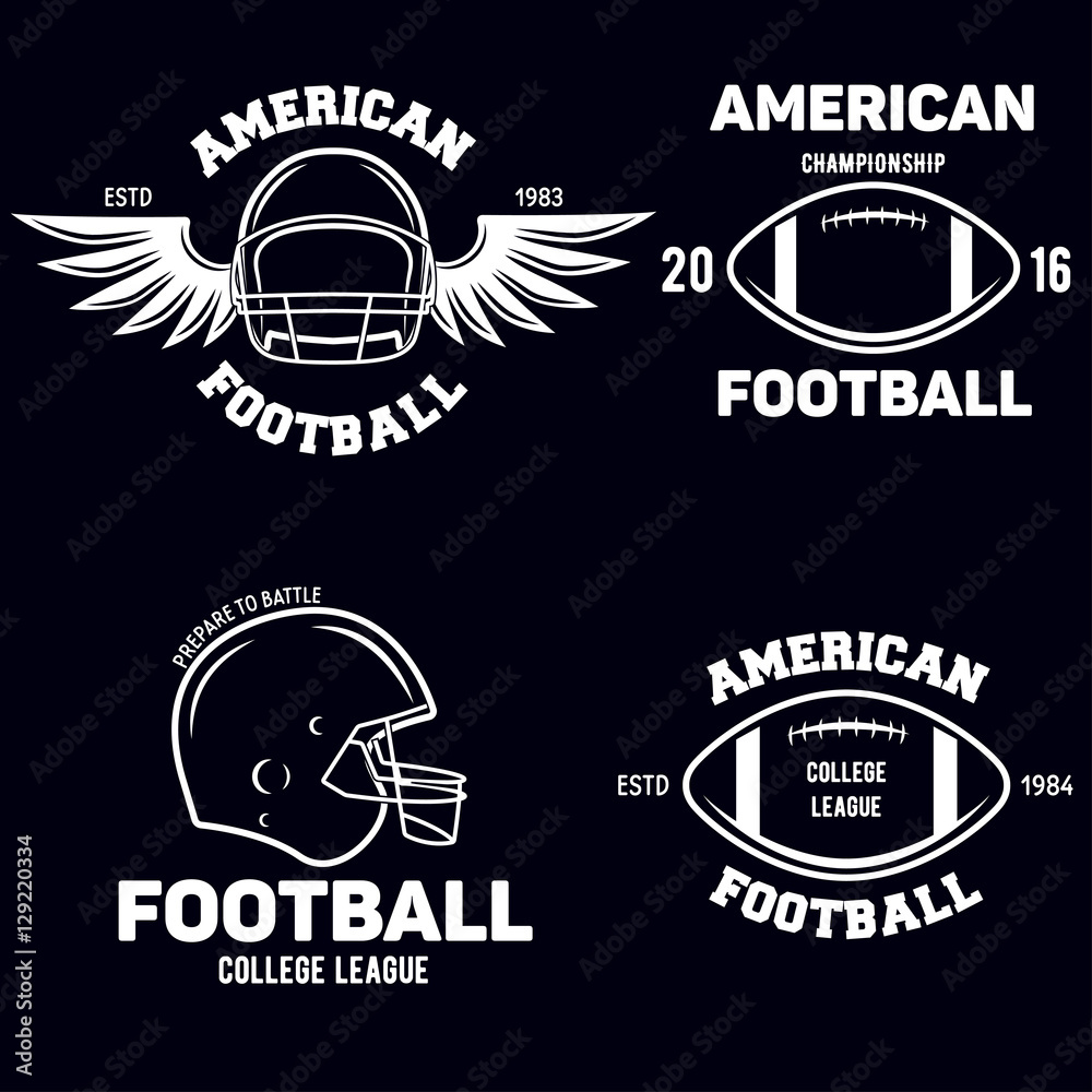 เวกเตอร์ Stock Retro Vintage American Football emblems set logos labels ...