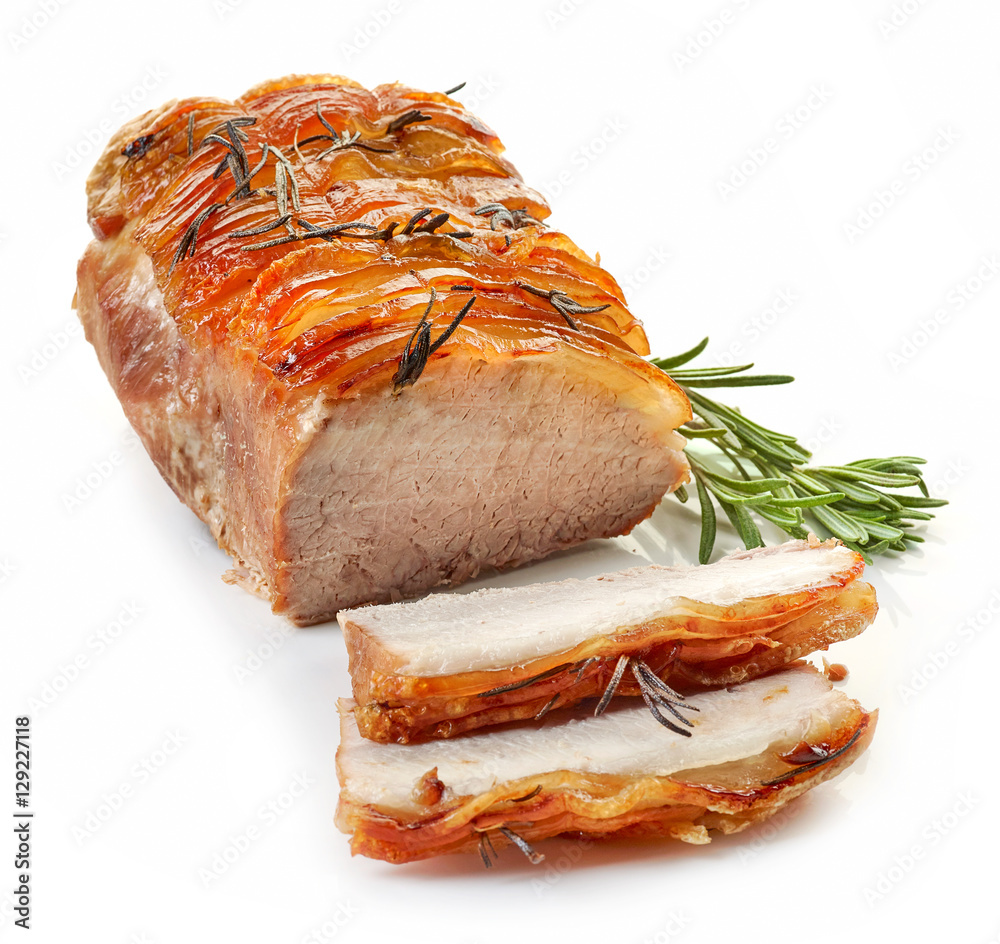 roasted sliced pork Stock Photo | Adobe Stock