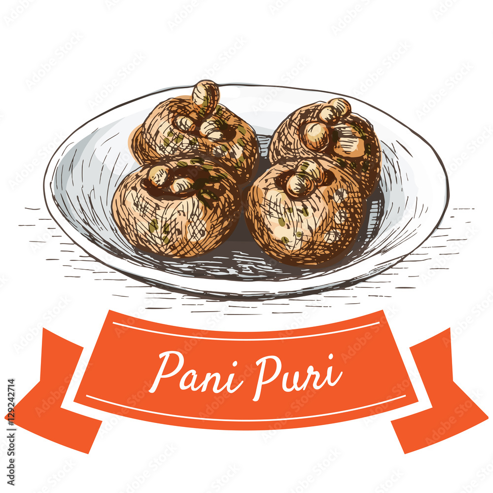 Pani Puri colorful illustration. Stock Vector | Adobe Stock