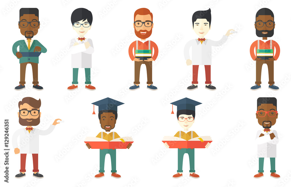 Vector set of student characters. Stock Vector | Adobe Stock