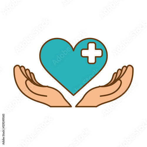 hands with heart with cross icon over white background. colorful design ...