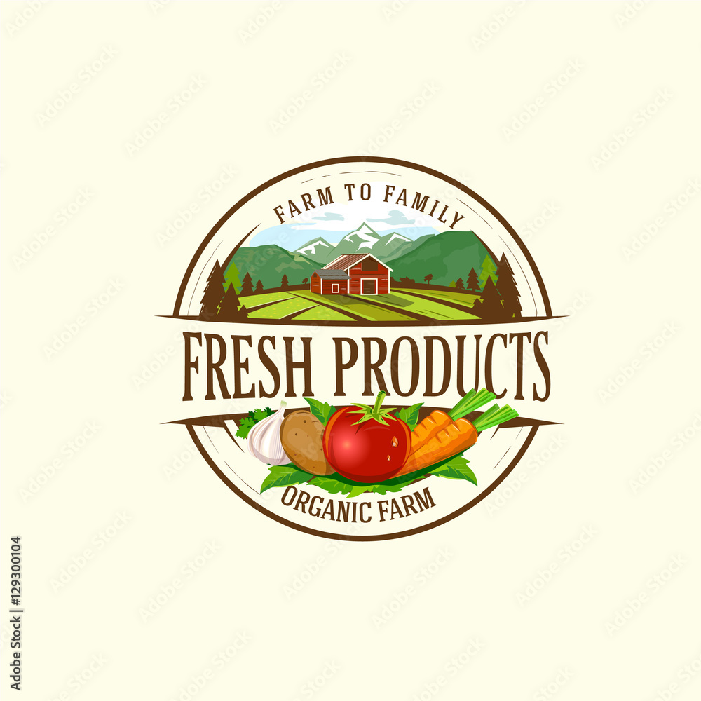 Organic & farm-vector labels and elements Stock Vector | Adobe Stock