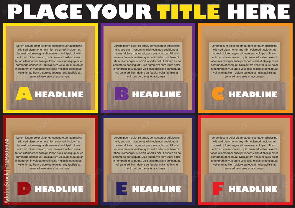 Boxes with Wood Texture for Page Layout Stock Vector | Adobe Stock