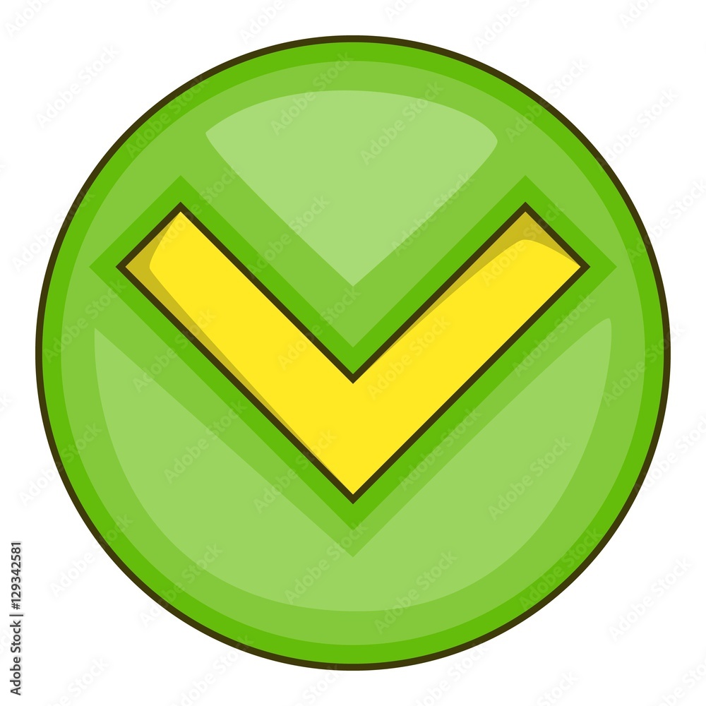 Green tick, check mark icon. Cartoon illustration of green tick, check ...