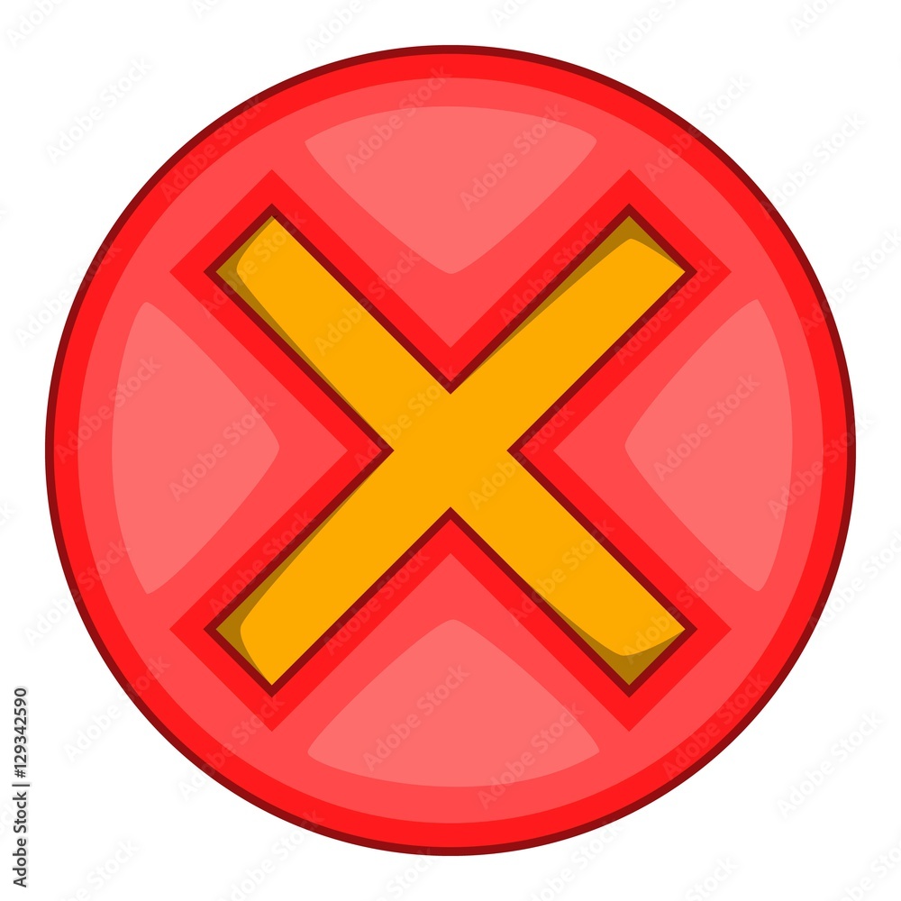 Red cross, check mark icon. Cartoon illustration of red cross, check ...