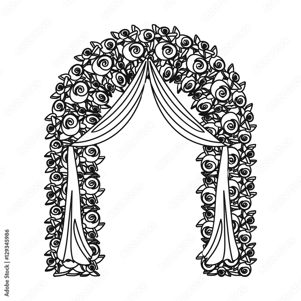 Floral wedding arch icon in outline style isolated on white background ...