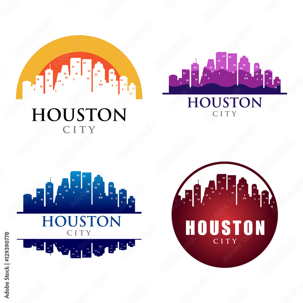 Houston City Building Landmark Skyline Logo Template Stock Vector ...