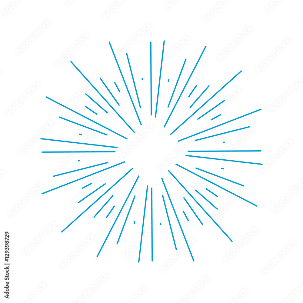 Rays radiating from a center. Linear drawing of rays of the sun. Design ...