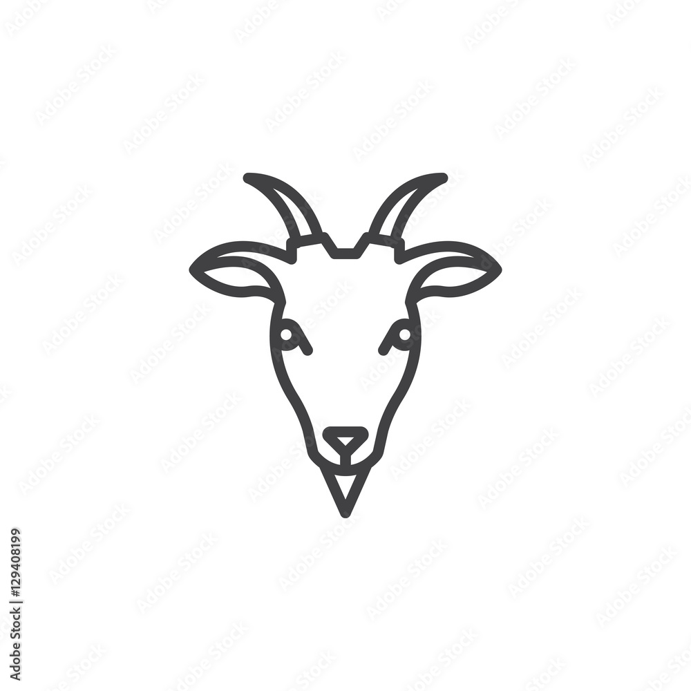 Goat head line icon, outline vector sign, linear pictogram isolated on ...
