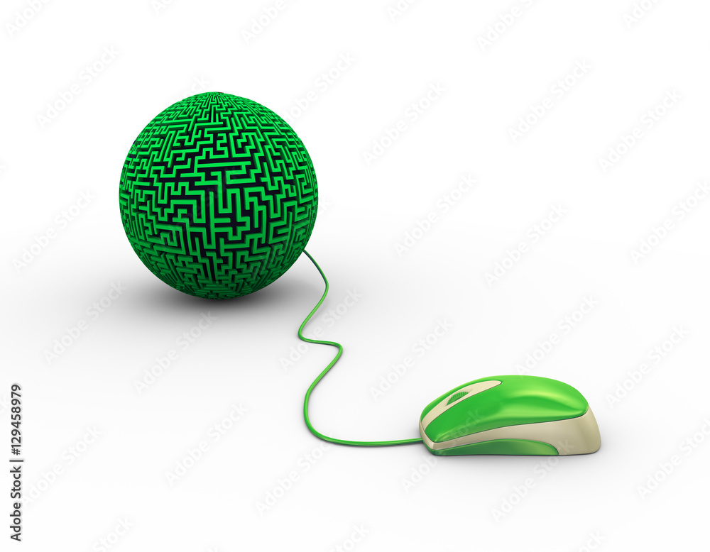 3d mouse attached to labyrinth maze ball Stock Illustration | Adobe Stock