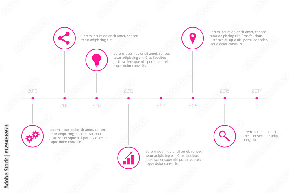 Simple Infographic Timeline - Deep Pink Stock Vector | Adobe Stock