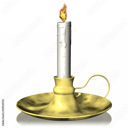 Candela accesa isolata su sfondo bianco. Stock Illustration | Adobe Stock