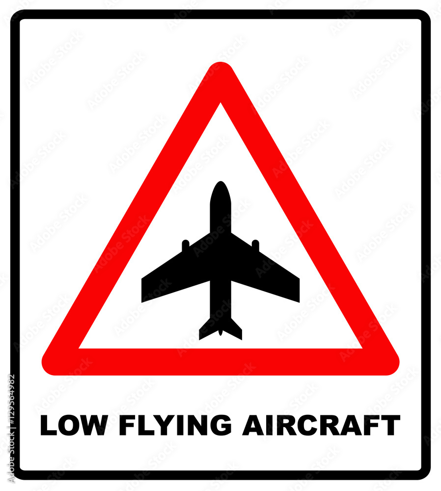Warning signs of low-flying aircraft Stock Vector | Adobe Stock